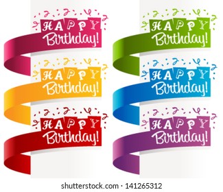 Set Birthday Banners Confetti Stock Vector (Royalty Free) 141265312 ...