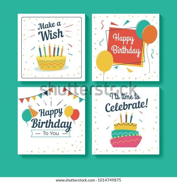 Set Birthday Greeting Cards Stock Vector (Royalty Free) 1014749875