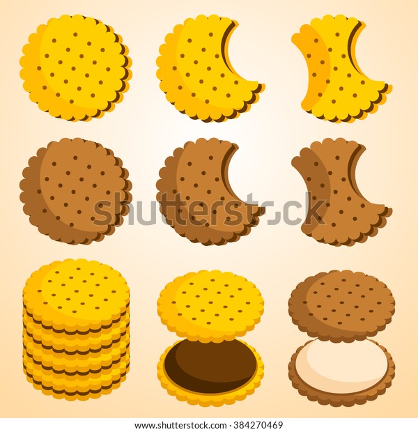 Set Biscuit Vector Illustration Stok Vektör (Telifsiz) 384270469 ...