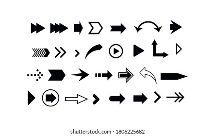 Set Black Arrows Collection Different Styles Stock Vector (Royalty Free ...
