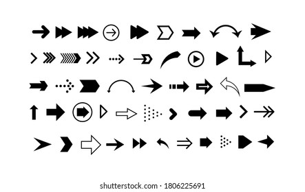 Set Black Arrows Collection Different Styles Stock Vector (Royalty Free ...