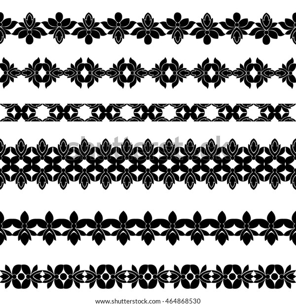 Set Black Borders Isolated On White Stock Vector (Royalty Free) 464868530