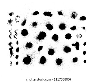 Set Black Color Paint Splashes Isolated Stock Vector (Royalty Free ...