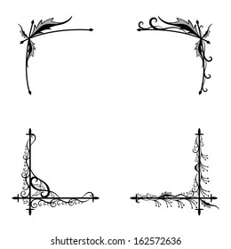 Set Black Corner Ornamentsvector Stock Vector (Royalty Free) 162572636 ...