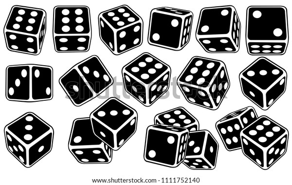 Set Black Dice Different Positions Stock Vector (Royalty Free ...