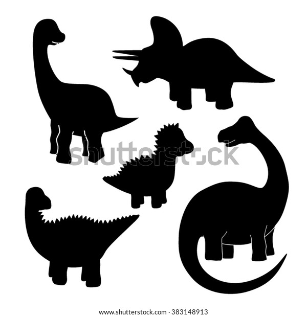 Set Black Dinosaur Silhouettes Stock Vector (Royalty Free) 383148913