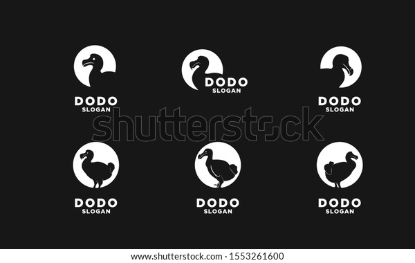 Set Black Dodo Bird Logo Black Stock Vector (Royalty Free) 1553261600 ...