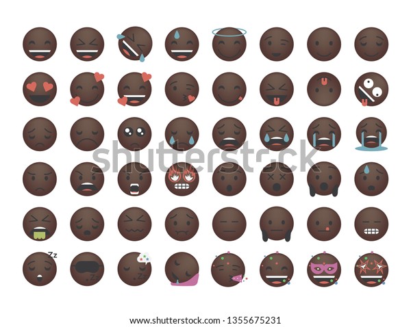 Set Black Emoticon Vector Isolated On: เวกเตอร์สต็อก (ปลอดค่าลิขสิทธิ์ ...