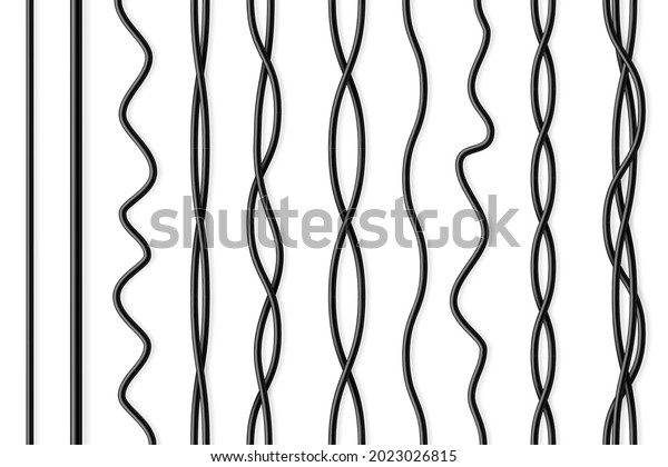 Set Black Flexible Cables Shadow Electrical Stock Vector (Royalty Free ...
