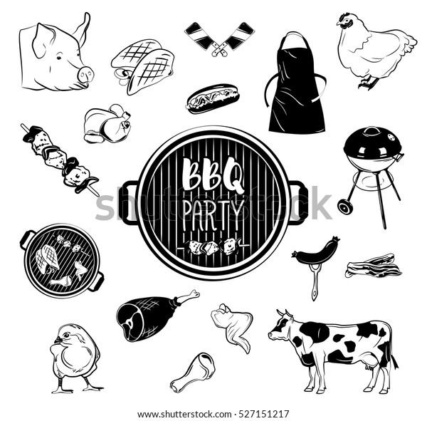 Set Black Grill Bbq Symbols Labels 스톡 벡터(로열티 프리) 527151217 | Shutterstock