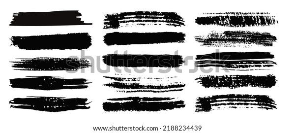Set Black Grunge Brush Vector Isolated Stock Vector (Royalty Free ...