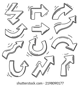 Set Black Hand Drawn Arrow Icons Stock Vector (Royalty Free) 2198090177 ...