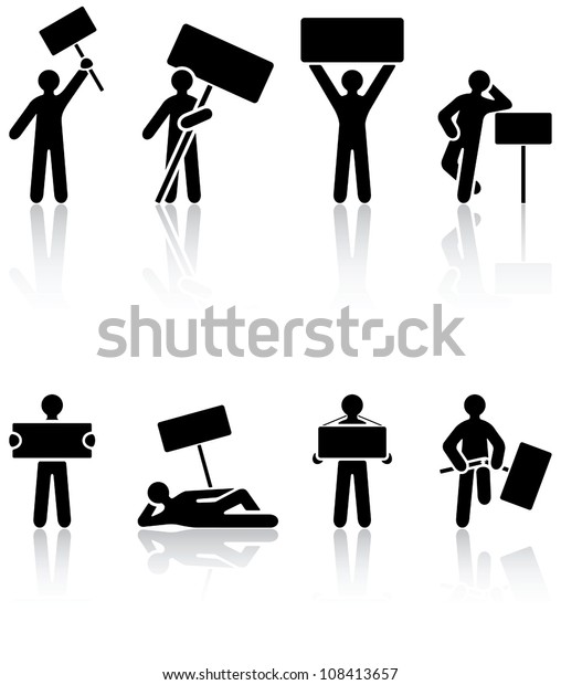 Set Black Human Icons On White Stock Vector (Royalty Free) 108413657