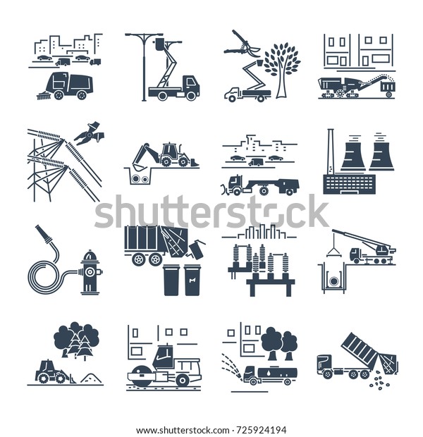 Set Black Icons Public Utility Construction Stock Vector (Royalty Free ...