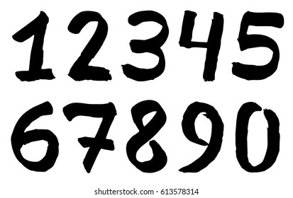 Black Numbers 09 Hand Drawn Brush: เวกเตอร์สต็อก (ปลอดค่าลิขสิทธิ์ ...