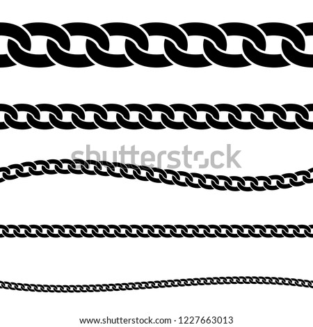 Set Black Isolated Silhouette Chains On Stock Vector (Royalty Free ...