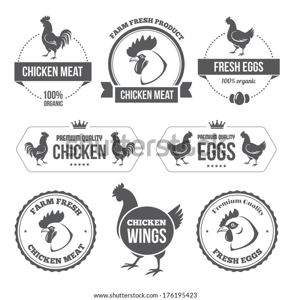 Set Black Labels Stamps Chicken Meat Stock Vector (Royalty Free ...