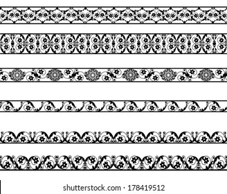 Set Black Lace Borders Isolated On Stock Vector (Royalty Free ...