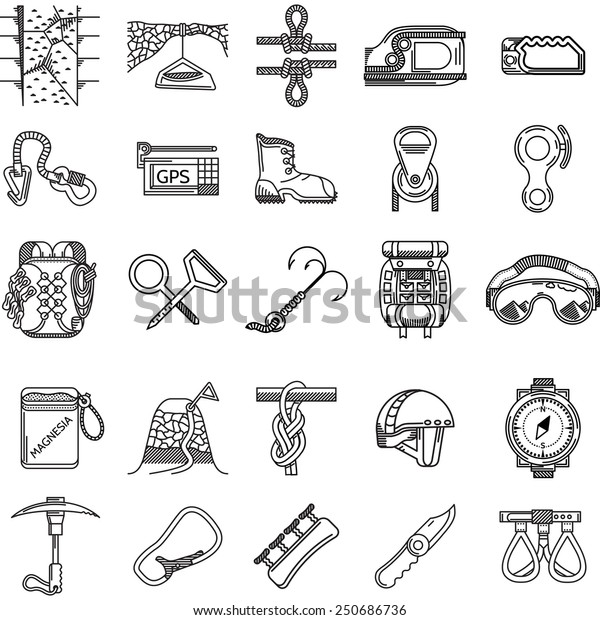 Set Black Line Vector Icons Equipment Stock Vector (Royalty Free ...