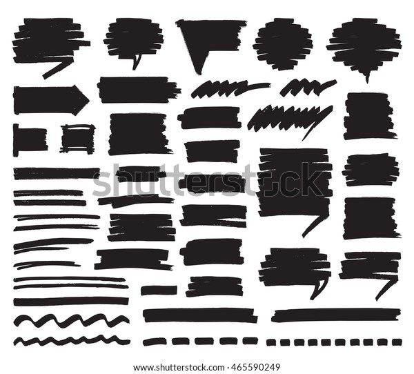 Set Black Marker Stripes Strokes Shaded Stock Vector (Royalty Free ...