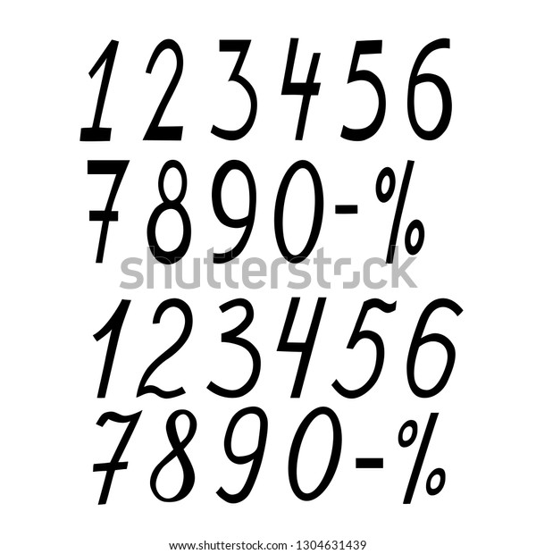 Set Black Numeralshandwritten Calligraphyvector Illustration: vector de ...