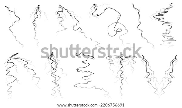 Set Black Outline Simple Line Abstract Stock Vector (Royalty Free ...