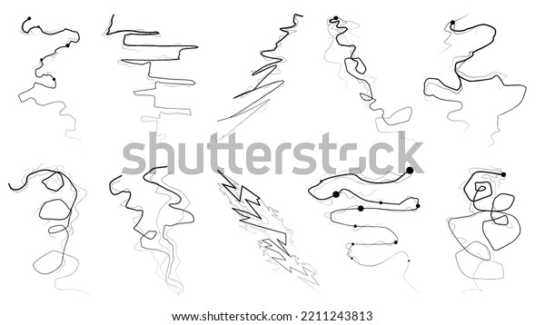 Set Black Outline Simple Line Abstract Stock Vector (Royalty Free ...