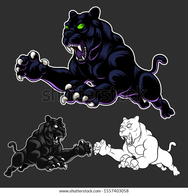 Set Black Panther Graphic Element Isolated Stock Vector (Royalty Free ...