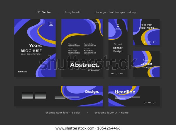 Set Black Paper Templates Layout Abstract Stock Vector (Royalty Free ...