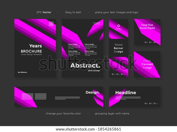 Set Black Paper Templates Layout Abstract Stock Vector (Royalty Free ...