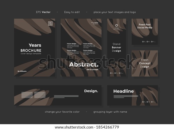 Set Black Paper Templates Layout Abstract Stock Vector (Royalty Free ...