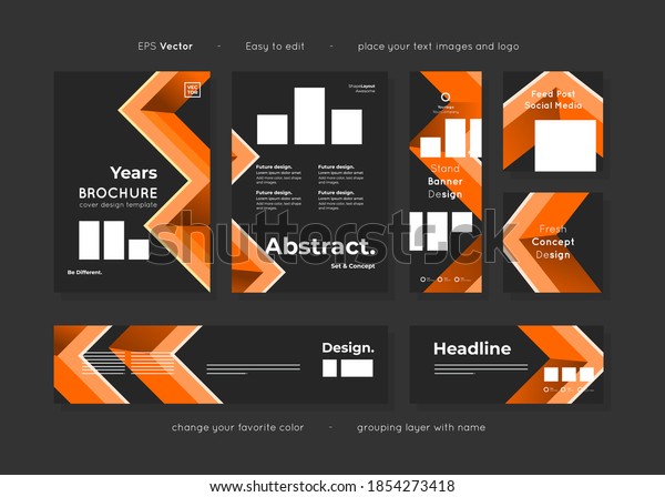 Set Black Paper Templates Layout Abstract Stock Vector (Royalty Free ...