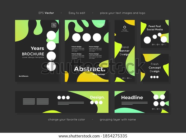 Set Black Paper Templates Layout Abstract Stock Vector (Royalty Free ...