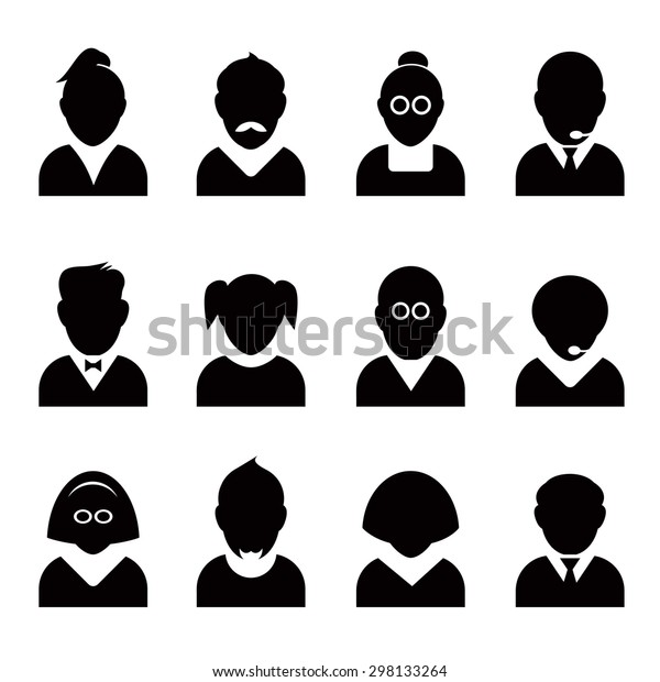 Set Black People Icons Vector Avatar: vector de stock (libre de ...