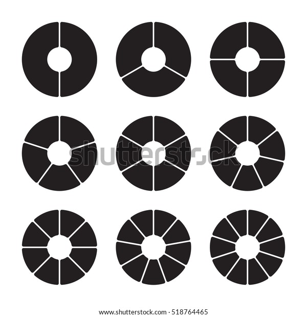 Set Black Pie Charts Rounded Contour Stock Vector (Royalty Free ...