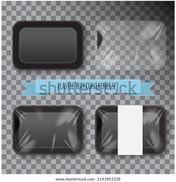 Set Black Rectangle Styrofoam Plastic Food Stock Vector (Royalty Free ...