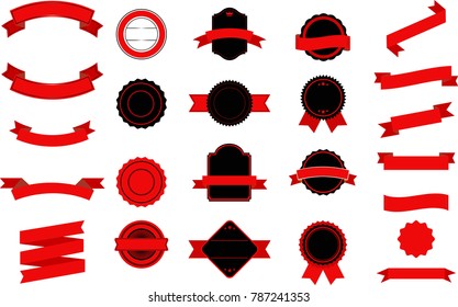 Set Black Red Labels Ribbons Sticker Stock Vector (Royalty Free ...