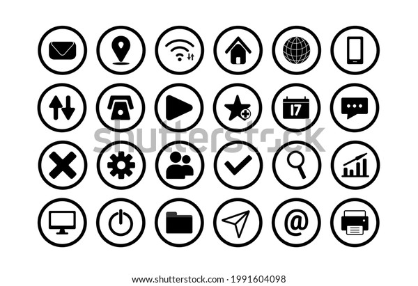 Set Black Round Icon Stock Vector (Royalty Free) 1991604098 | Shutterstock