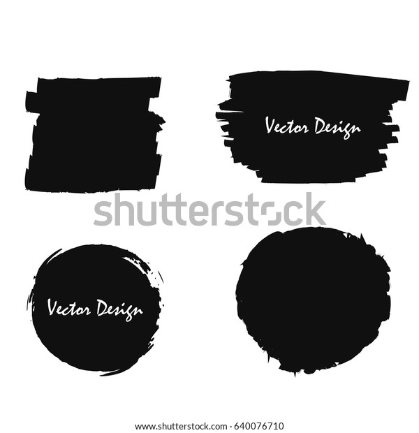 「Set Black Shapes Paint Smears Frames」のベクター画像素材（ロイヤリティフリー） 640076710 ...