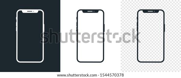 Set Black Smartphone Icons Simple Mobile 스톡 벡터(로열티 프리) 1544570378 ...