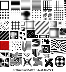 Set Black Square Geometric Shapes Memphis Stock Vector (Royalty Free ...