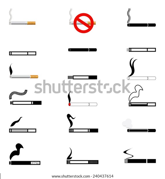 Set Black Symbols Cigarettes Symbols Cigarettes 库存矢量图（免版税）240437614