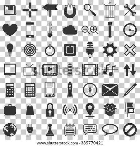 Set Black Technology Icons On Transparent Stock Vector (Royalty Free ...