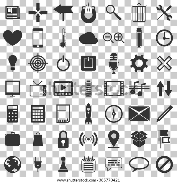 Set Black Technology Icons On Transparent Stock Vector (Royalty Free ...
