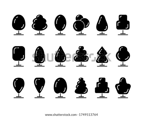 Set Black Tree Icons Isolated On Stock Vector (Royalty Free) 1749513764 ...