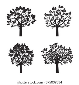 Black Tree Silhouette Set Stock Vector (Royalty Free) 451508341