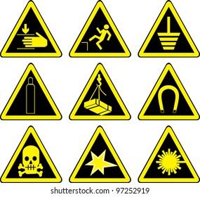 Set Black Warning Signs Stock Vector (Royalty Free) 97252919 | Shutterstock