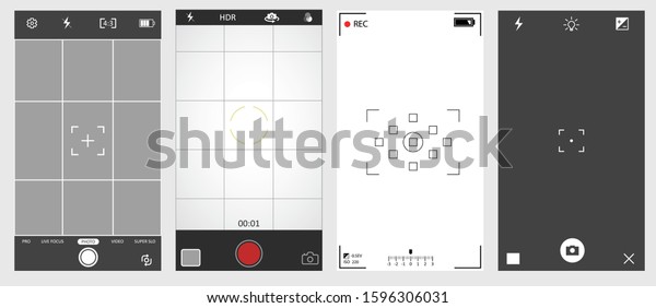 Set Black White Camera Viewfinder Camera Stock Vector (Royalty Free ...
