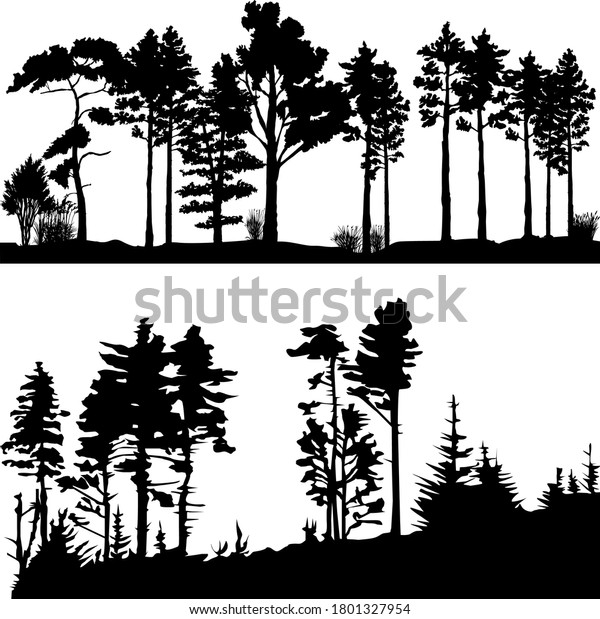 Set Black White Forest Images Stock Vector (Royalty Free) 1801327954 ...