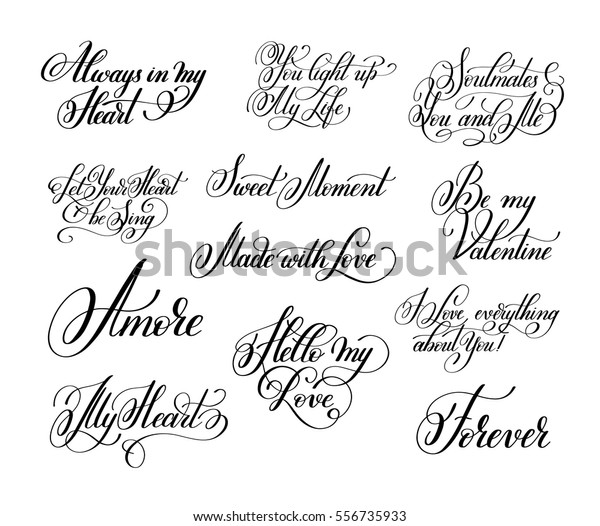 Set Black White Hand Written Lettering 스톡 벡터(로열티 프리) 556735933 ...